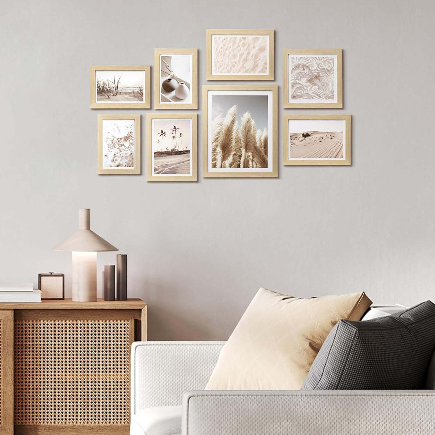 Dakota Fields Gallery Wall Frame Set, 8 Pack Picture Frames Collage Wall Decor With Neutral ...